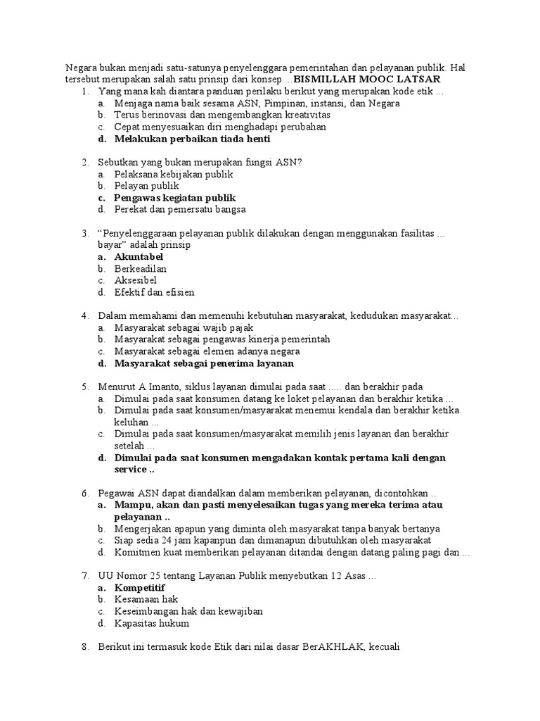 Soal Dan Jawaban Evaluasi Mooc | PDF