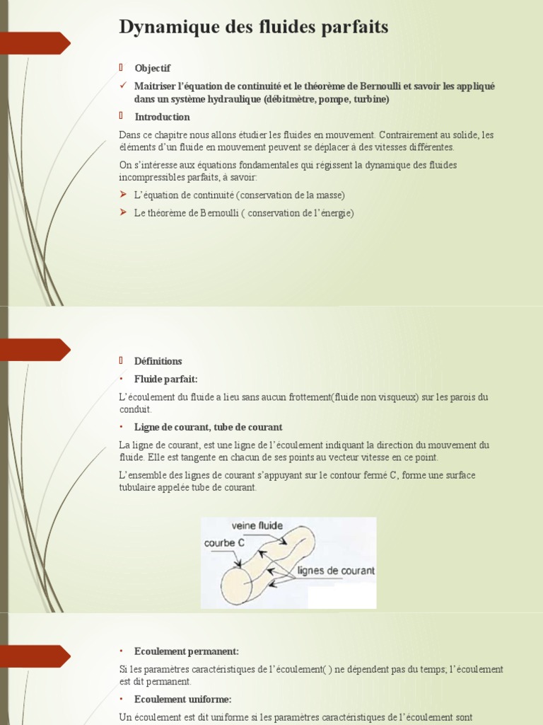 Dynamique des fluides parfaits et Bernoulli | PDF | Dynamique des ...