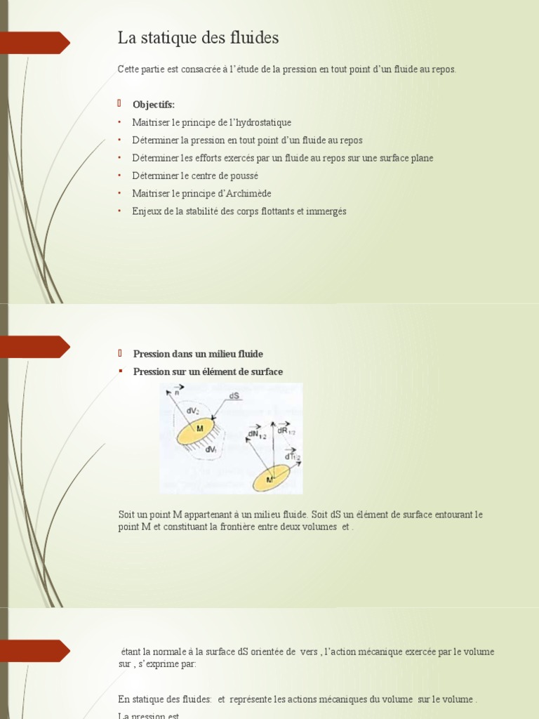 La Statique Des Fluides | PDF | Pression | Poids