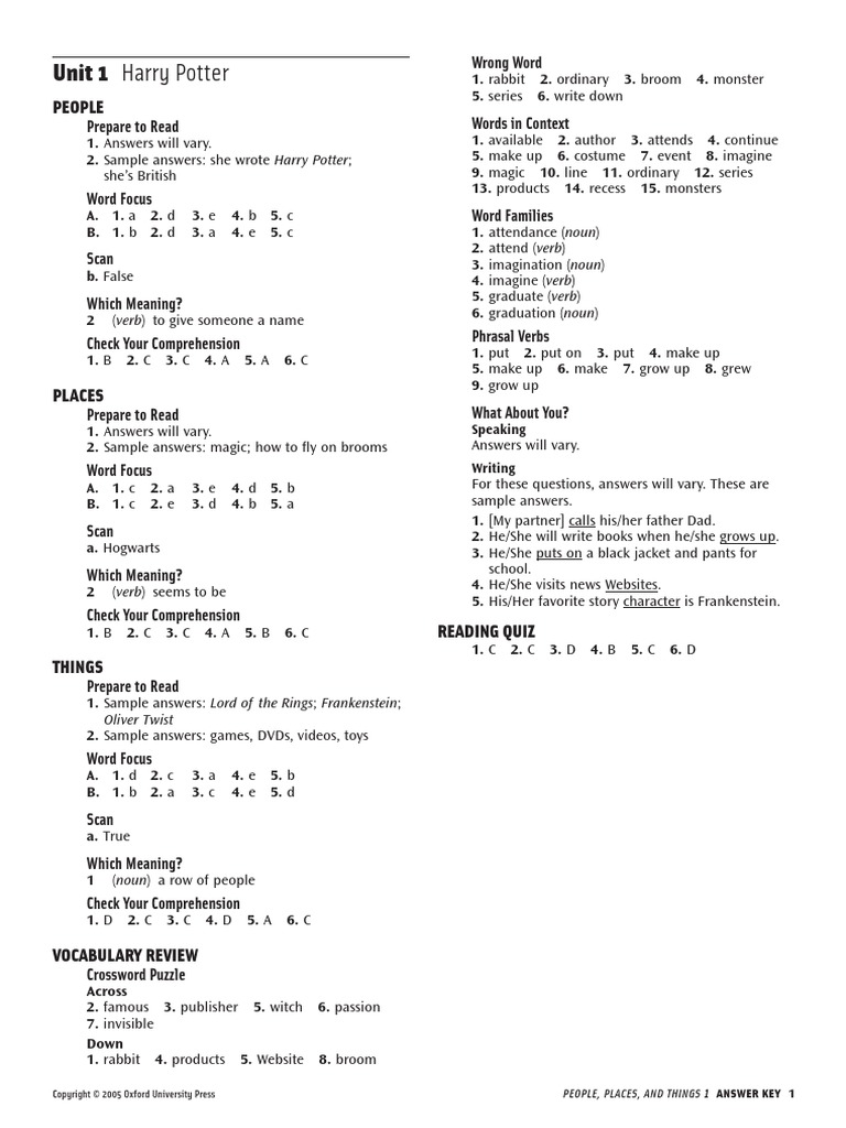 PPTR 1 Answer Key | PDF | Adjective | Verb