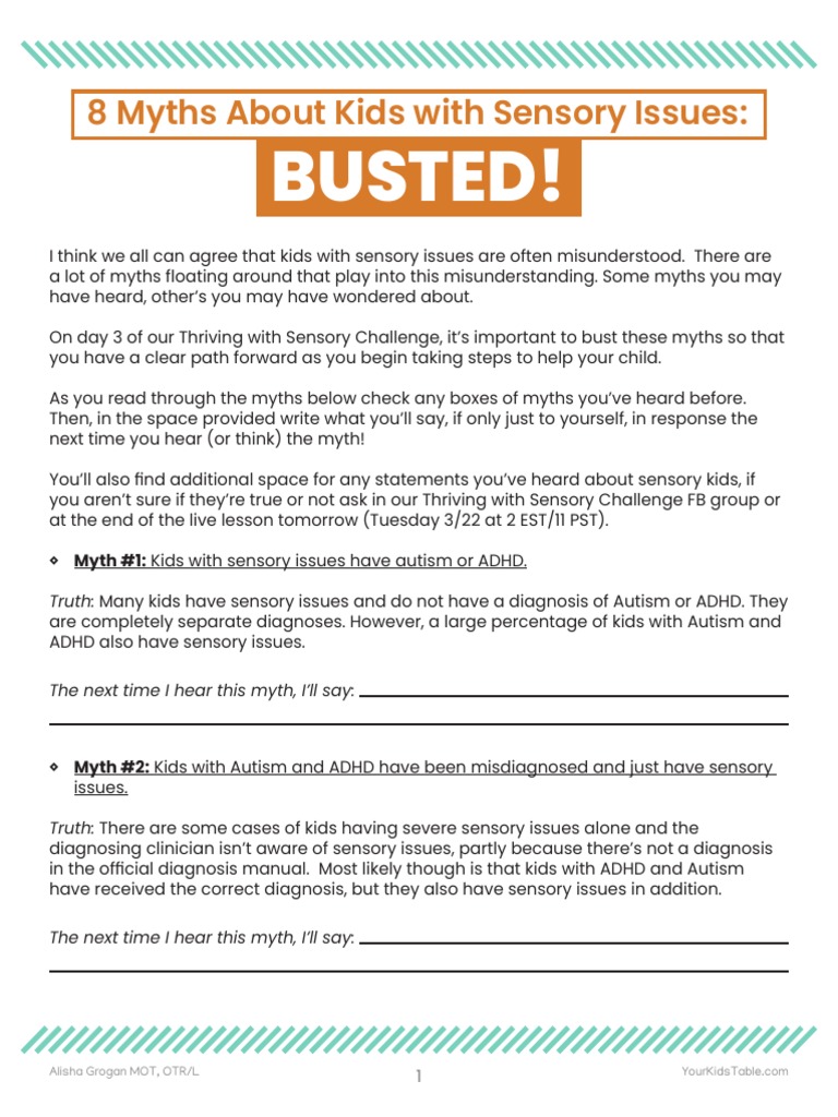 Bonus Printable 8 Myths Busted | PDF | Autism Spectrum | Behavioural ...