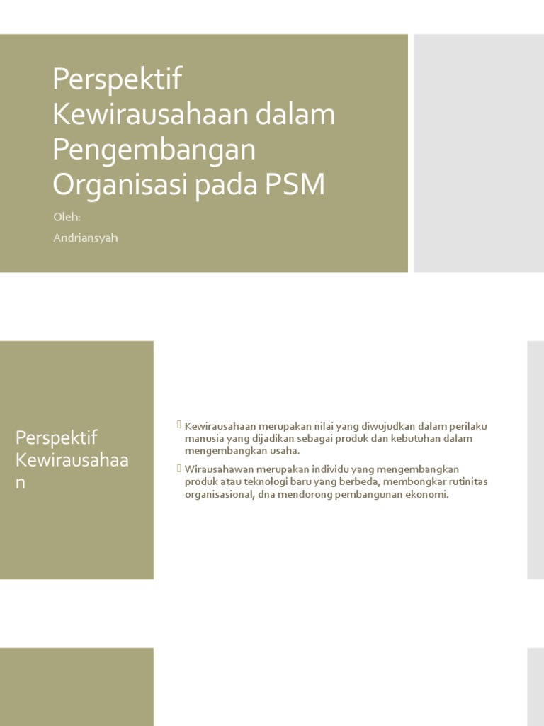 Perspektif Kewirausahaan PSM | PDF | Bisnis | Pengembangan Diri