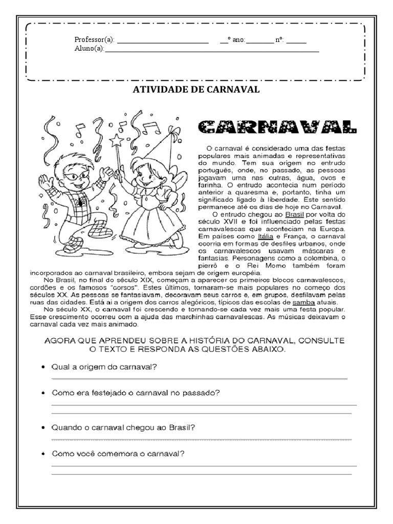 Atividades Sobre Carnaval | PDF | Carnaval