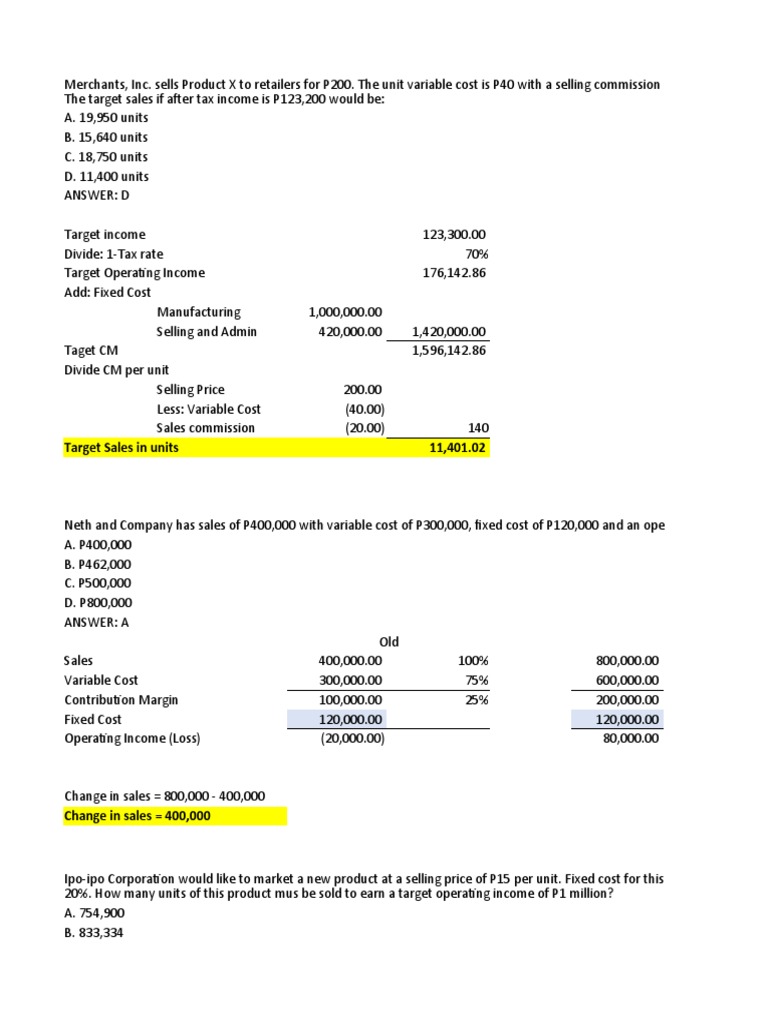 CVP Solution (Quiz) | PDF | Financial Accounting | Economies