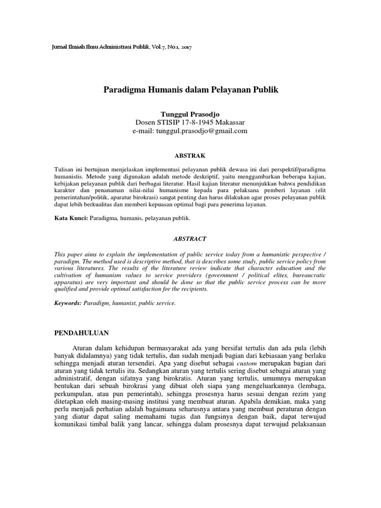ID Paradigma Humanis Dalam Pelayanan Publik | PDF