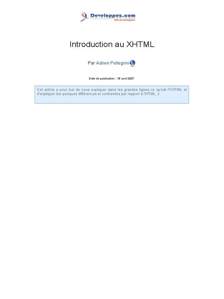 XHTML Introduction | PDF | XHTML | Langage de balisage