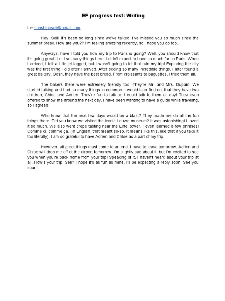 Paris Trip Experience Letter | PDF