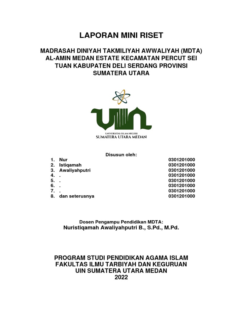 Laporan Mini Riset PAI 0 MDTA Al-Amin | PDF | Karier & Perkembangan ...