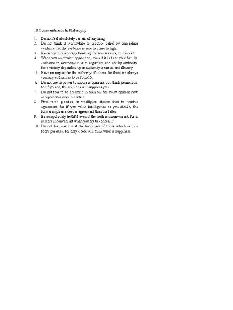 Ten Commandments of Philosophy | PDF | Career & Growth | Self-Improvement