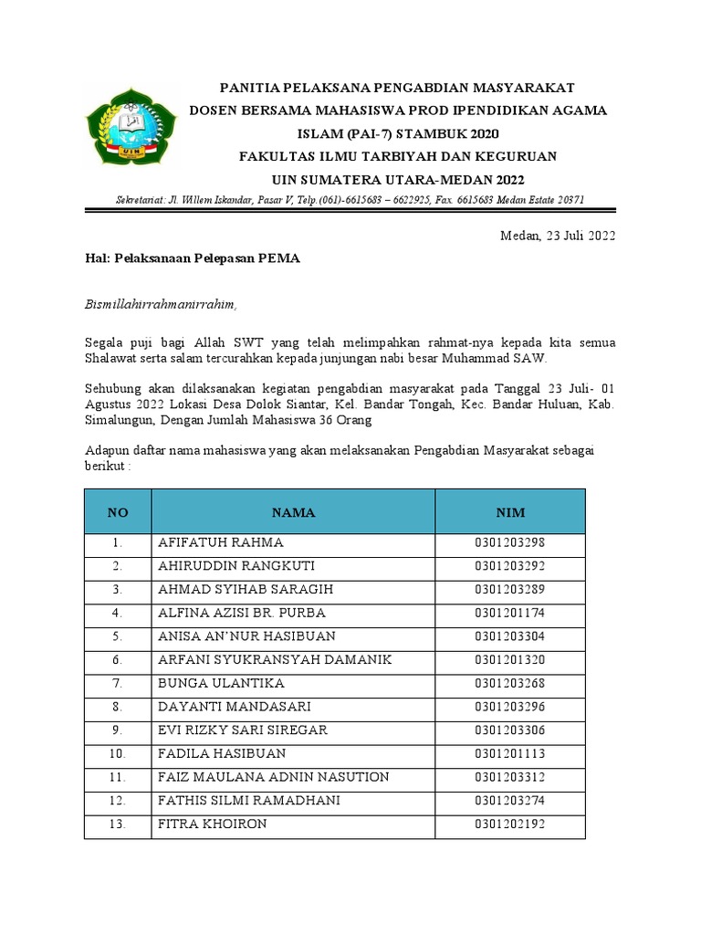 Surat Pelepasan Pema Pai 7 | PDF