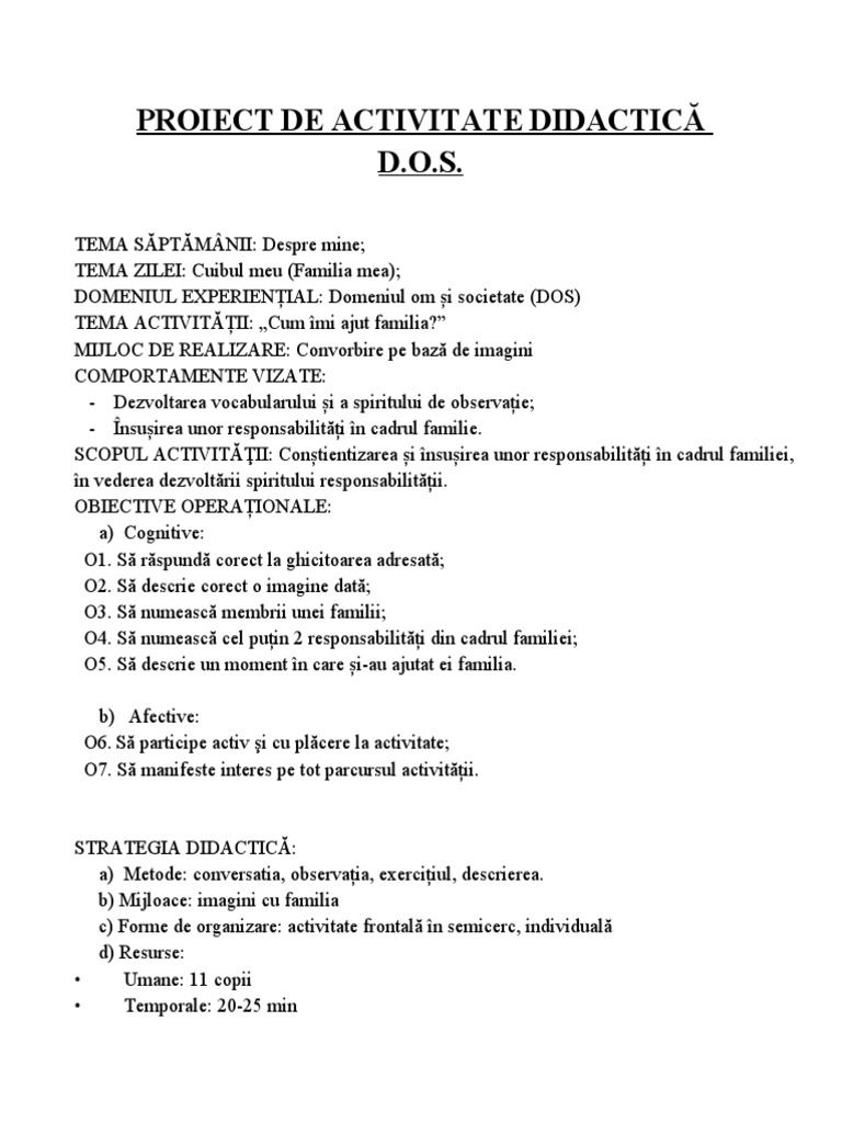 Plan de Activitate DOS | PDF