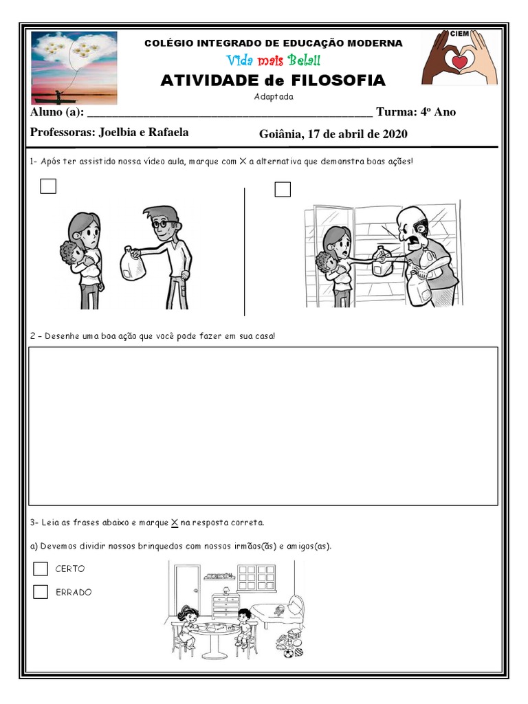 17-04 Filosofia Atividade Adaptada Heitor | PDF
