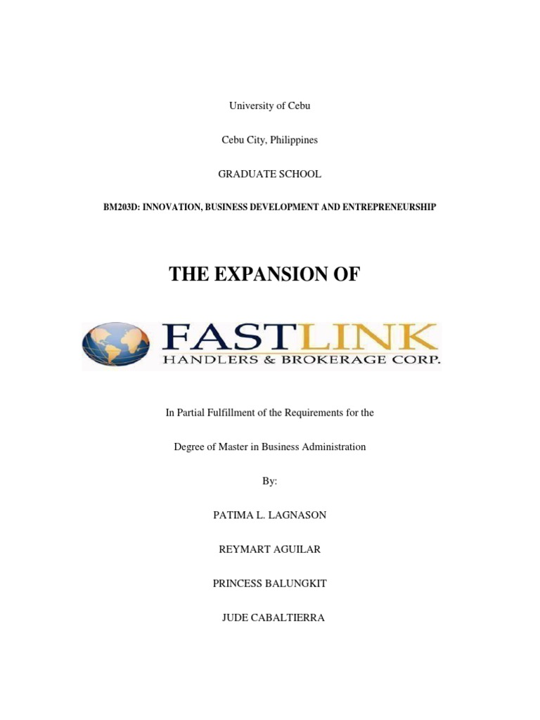 Bm203d-The Expansion of Fastlink Handlers and Brokerage Corp | PDF ...