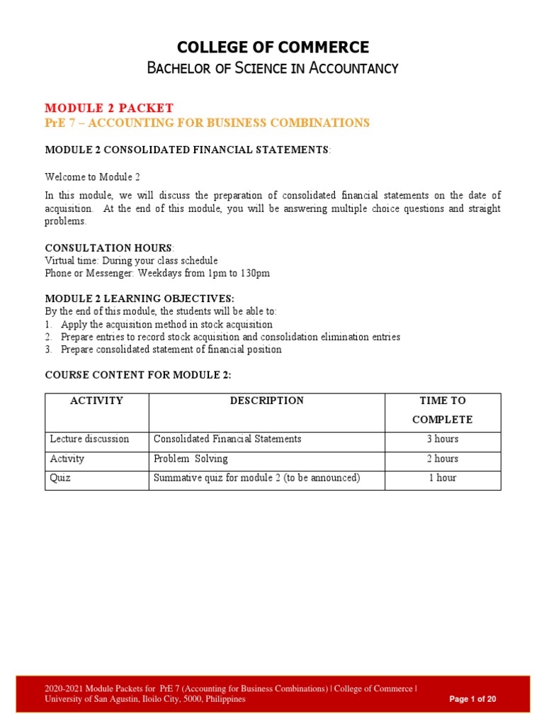 PrE7 MODULE 2 | PDF | Consolidation (Business) | Debits And Credits
