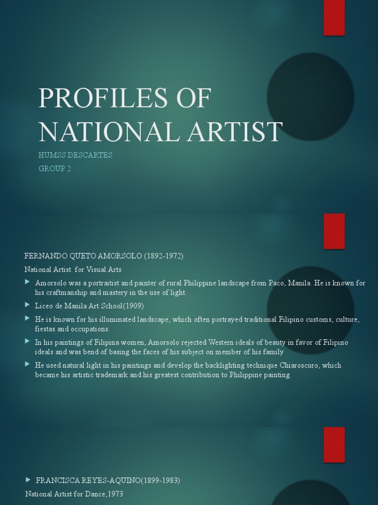 Profiles of National Artist: Humss Descartes Group 2 | PDF | Social ...