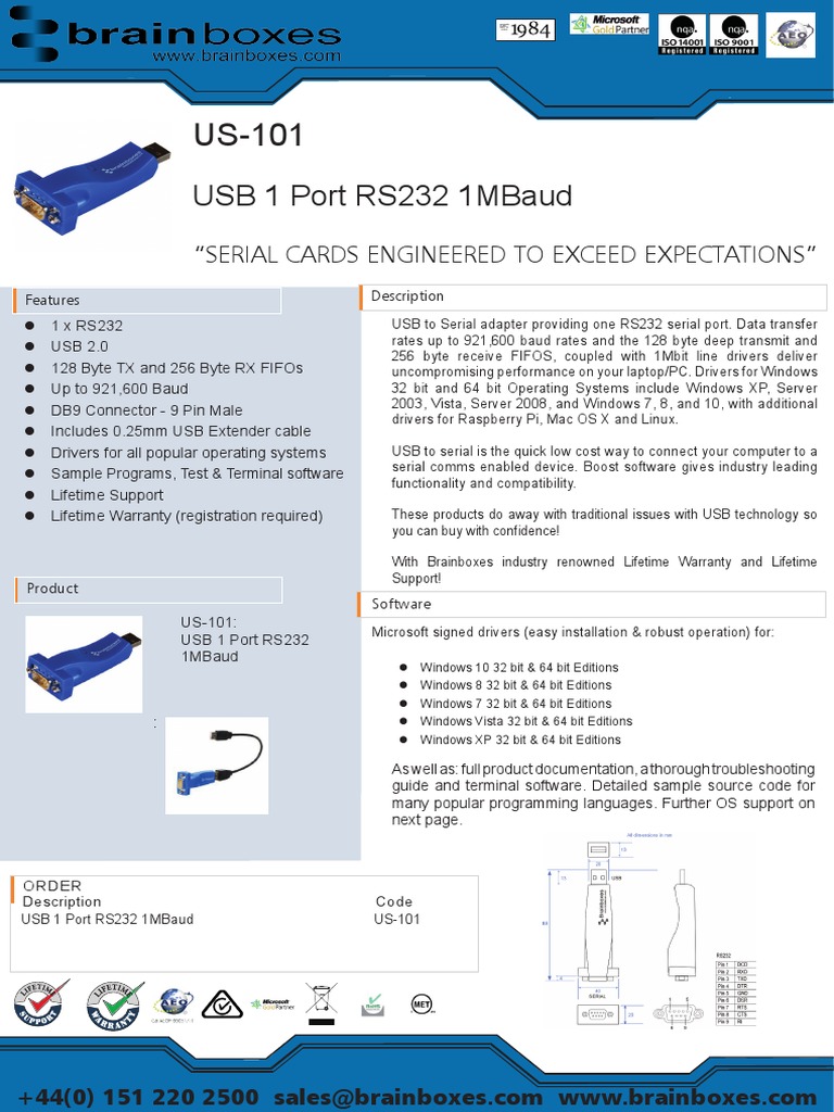 US 101 Datasheet | PDF | Usb | Microsoft Windows