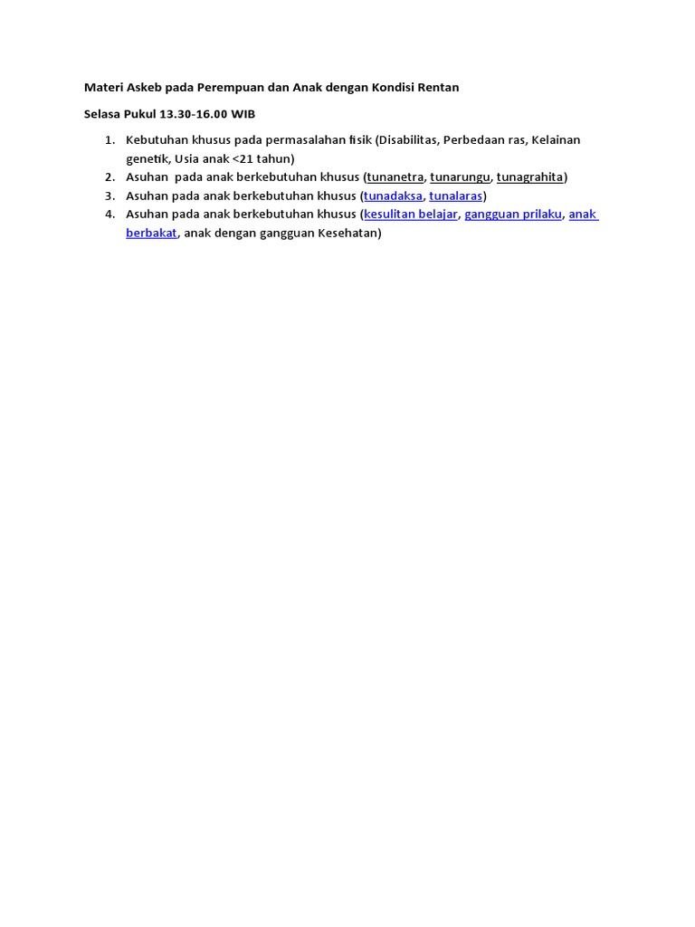 Materi Askeb Pada Perempuan Dan Anak Dengan Kondisi Rentan | PDF