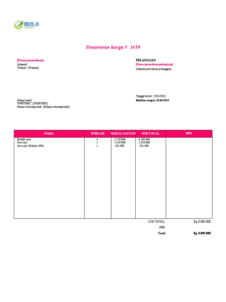 Contoh Quotation Jasa | PDF