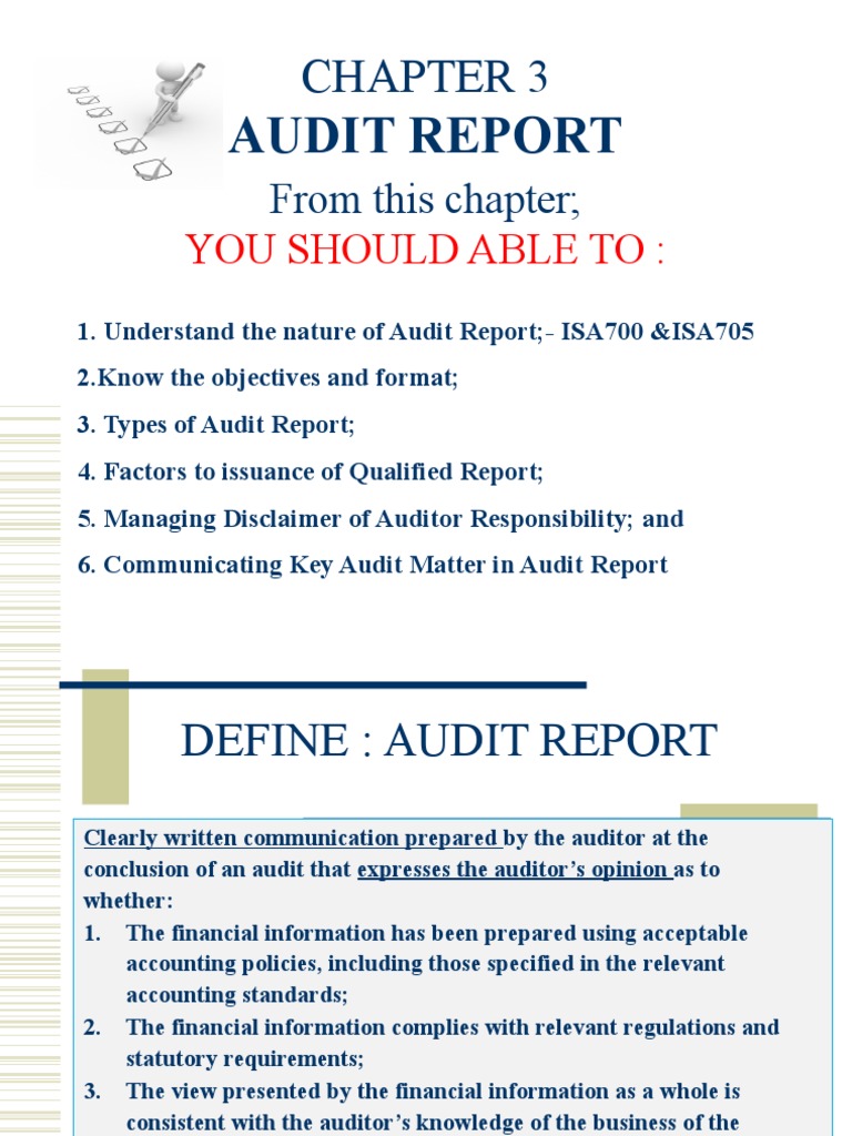 Chapter 3 Audit Report Isa 700 and Isa 705 Dpa50153 | Download Free PDF | Auditor's Report ...