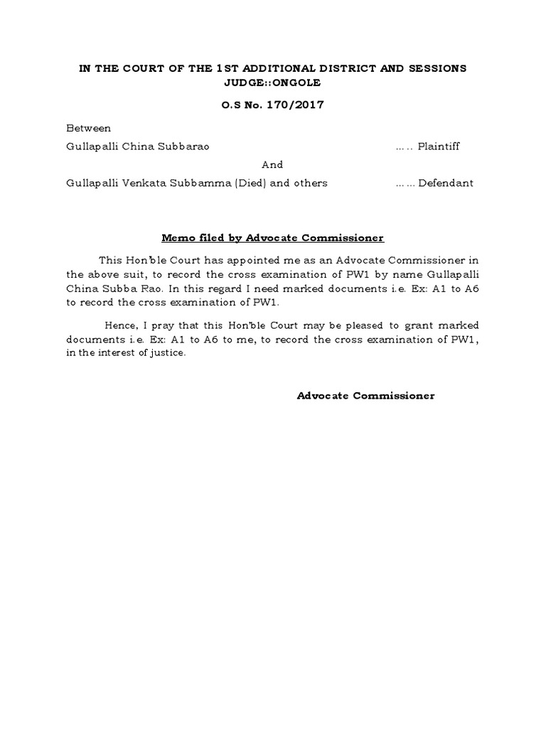 Advocate Commissioner Report Format | PDF | Advocate | Practice Of Law