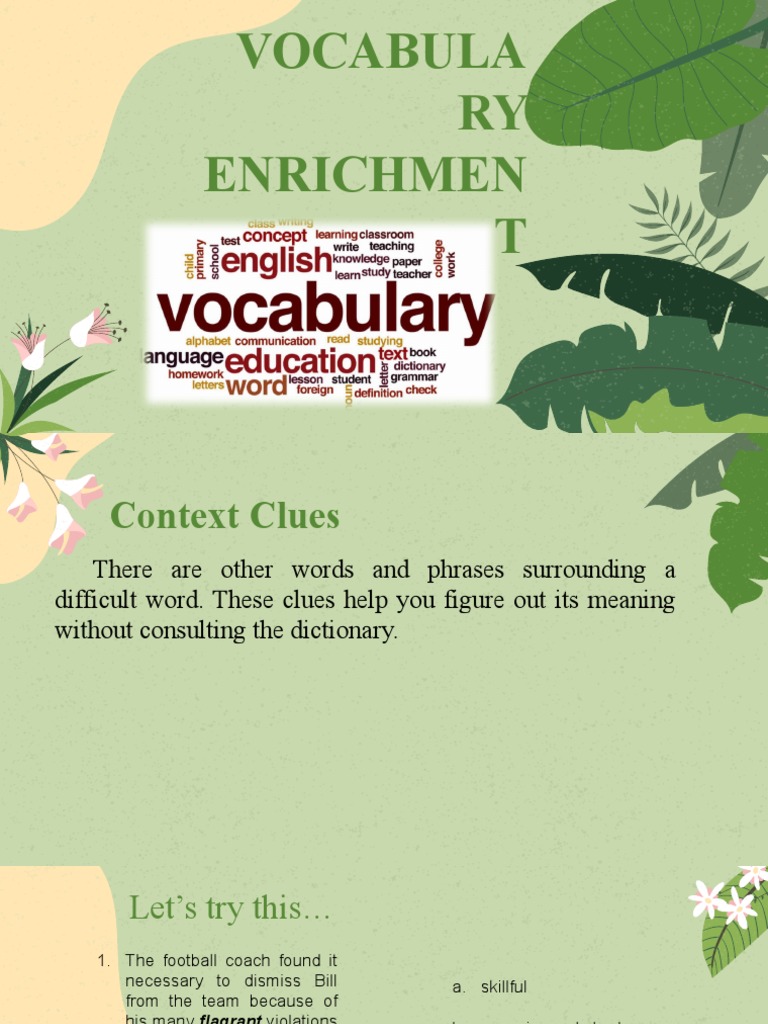 Vocabulary Enrichment | PDF | Human Communication | Linguistics