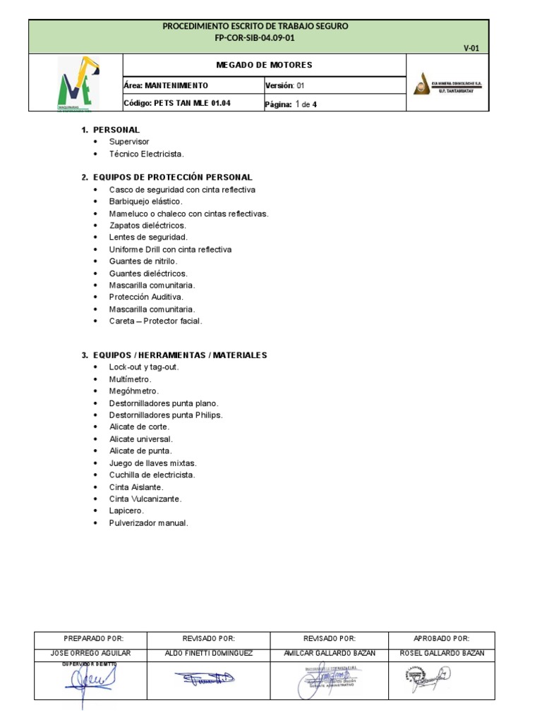 Procedimiento de Megado de Motores | PDF | Electricidad