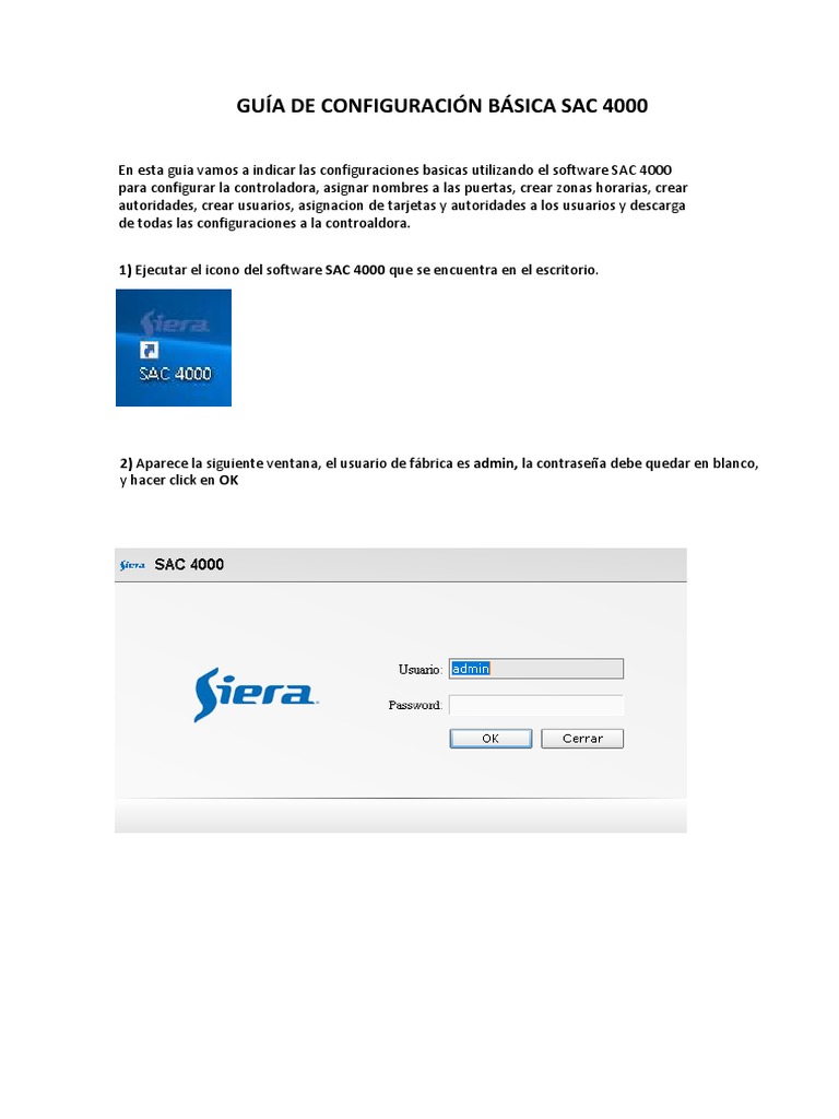 Guía básica SAC 4000 | PDF | Ventana (informática) | Desarrollo de software