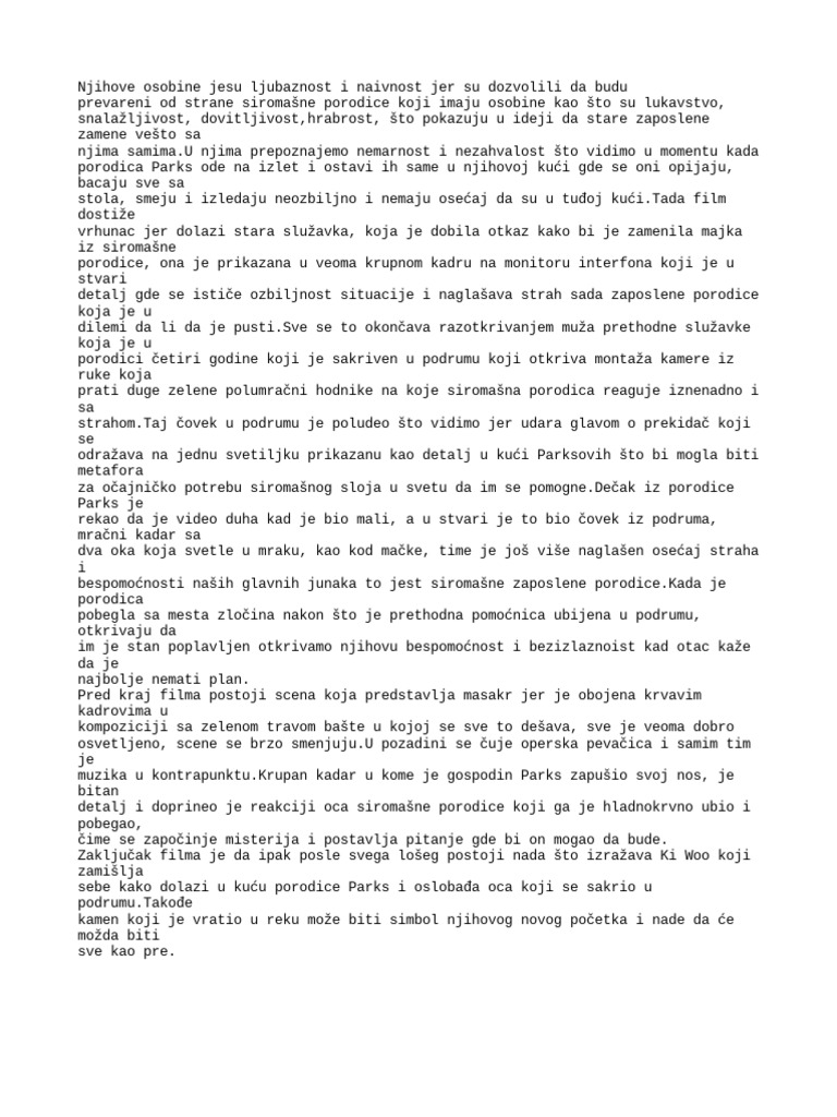 Parazit Analiza Filma 2 Deo | PDF