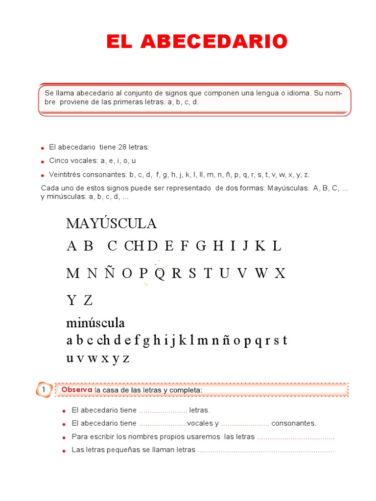 Abecedario para Segundo Grado | PDF | Alfabeto | Grafemas