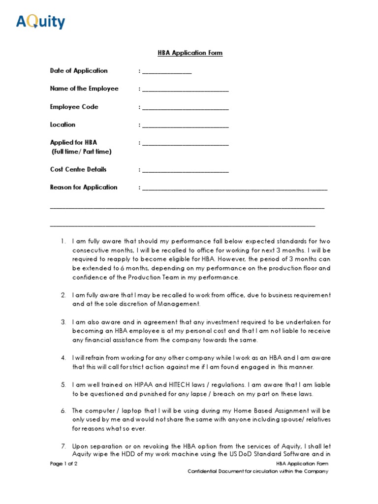 HBA Application Form for Employees | PDF | Business | Government