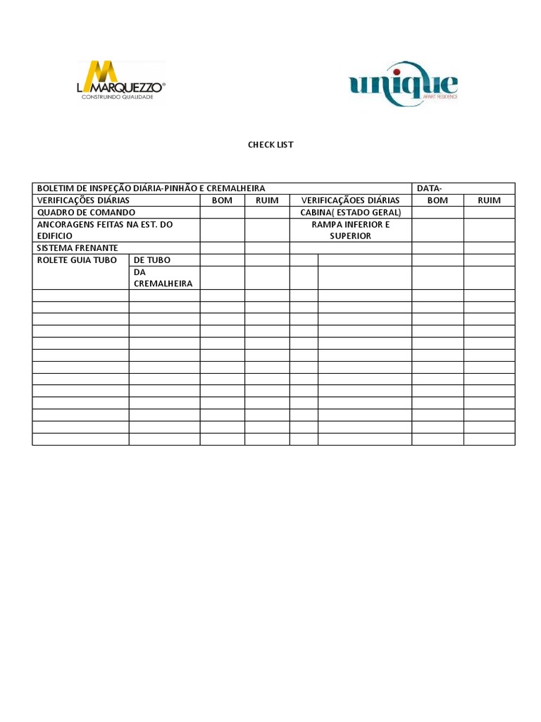 Check List-Elevador Cremalheira | PDF