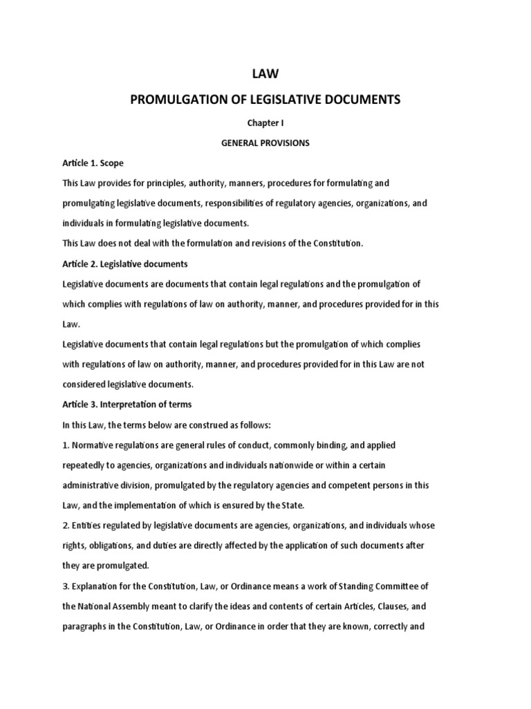 Law Promulgation of Legislative Documents | PDF | Decree | Political ...