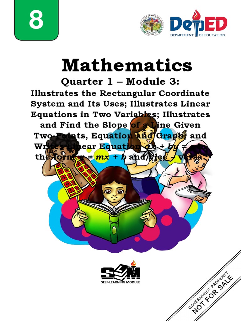 Q1 Mathematics 8 Module 3 Pdf Cartesian Coordinate System Equations