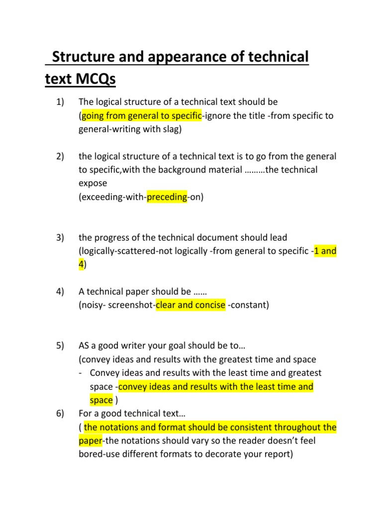 Structure and Appearnce of Technical Text Answers | PDF | Voltage | Science
