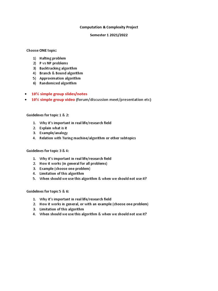 Complexity Project Topics P vs NP Halting Problem Algorithms | PDF | Computational Complexity ...