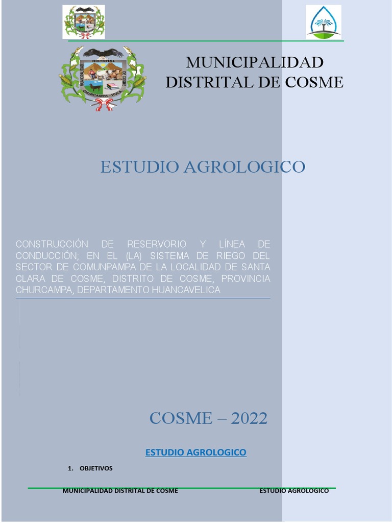Estudio Agrológico en Comunpampa | PDF | Agricultura | Riego