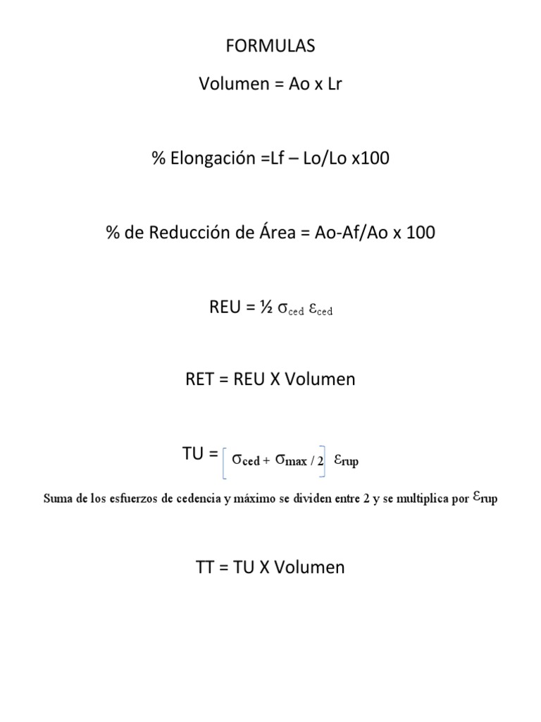 Fórmulas de Tensión y Elongación | PDF | Métodos y materiales de ...