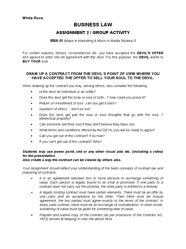 Business Law: Assignment 2 / Group Activity | PDF