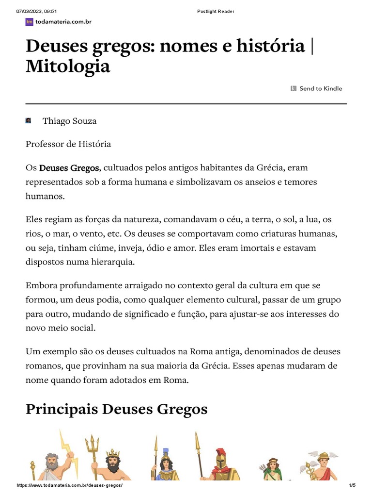Deuses Gregos: Nomes e Funções | PDF | Mitologia grega | Teseu