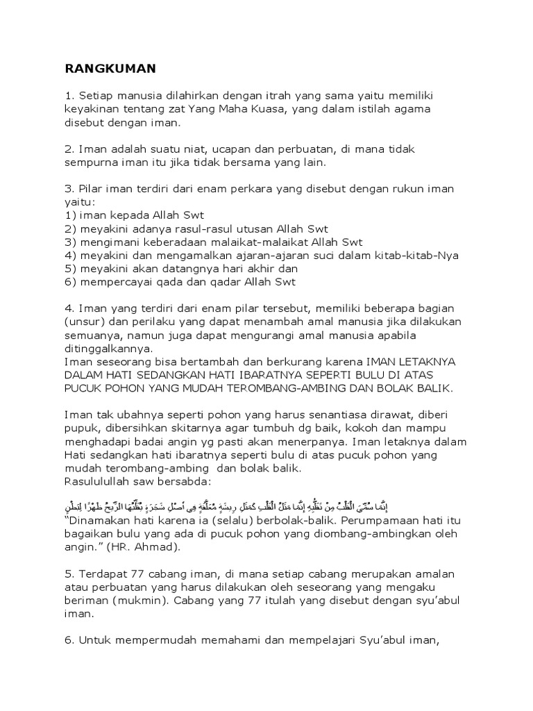 Rukun Iman dan 77 Cabang Iman | PDF | Agama & Spiritualitas