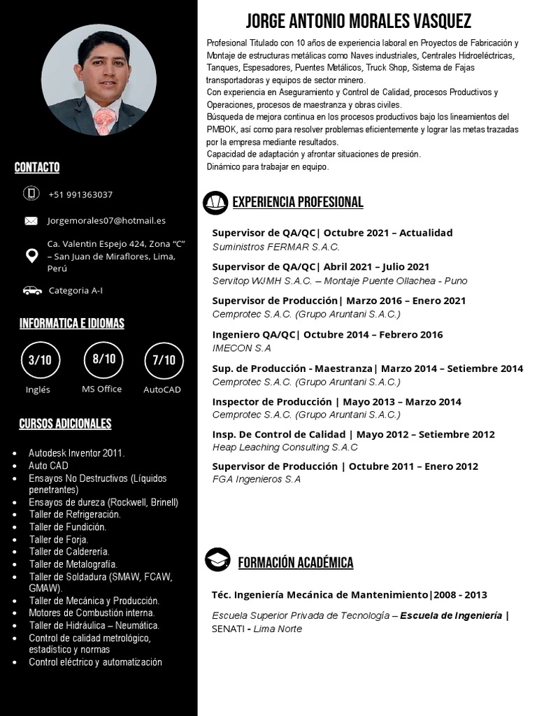 CV - Jorge Morales | PDF | Soldadura | Construcción
