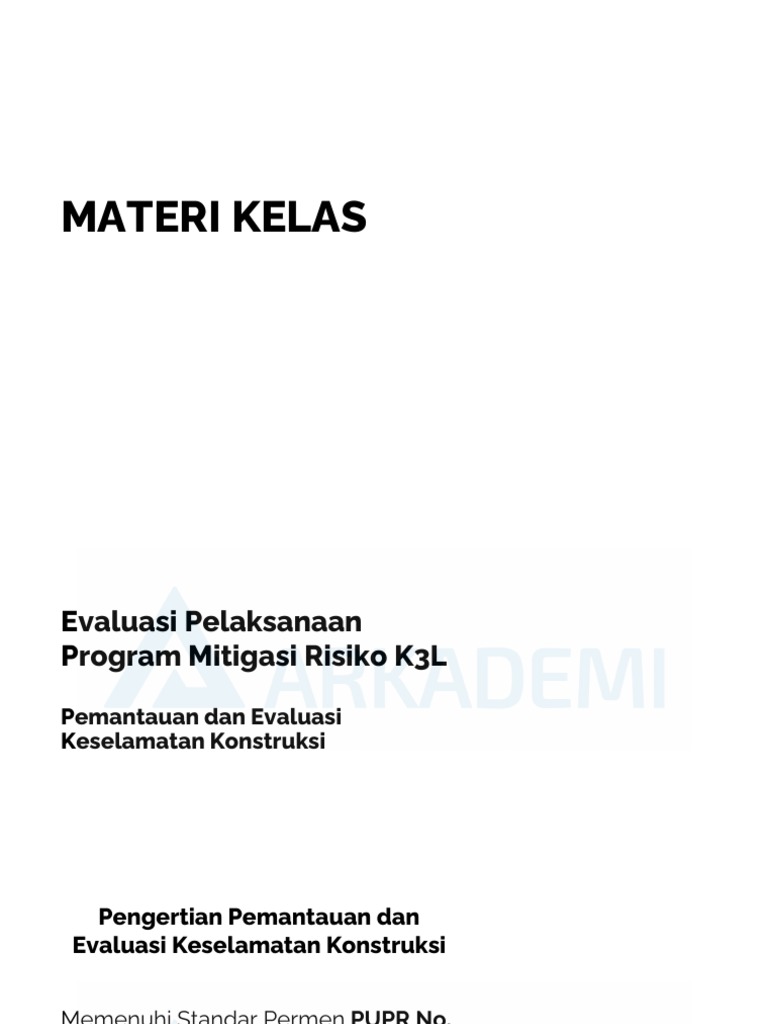 Bahan Bacaan 3 Evaluasi Pelaksanaan Program Mitigasi Risiko K3L | PDF
