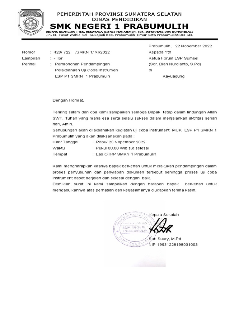 Surat Mohon Pendampingan Ui Coba | PDF