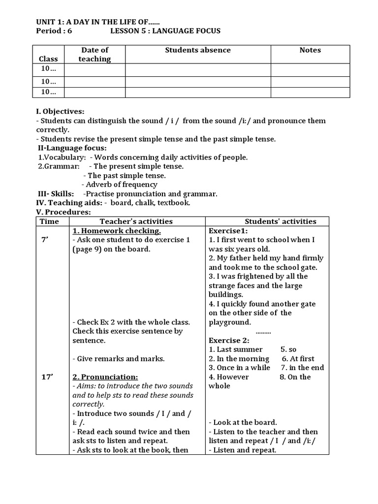 U1 - Language Focus | PDF | Verb | Grammatical Tense