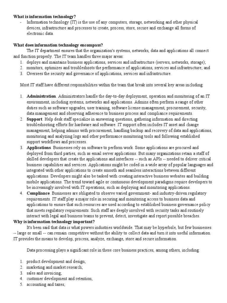 What is IT? Understanding information technology in 40 characters | PDF ...