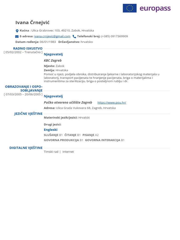 CV - Ivana Črnejvić | PDF