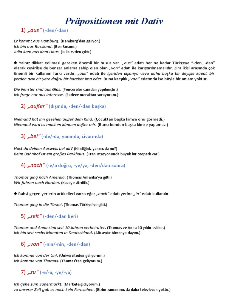 Präpositionen Mit Dativ | PDF
