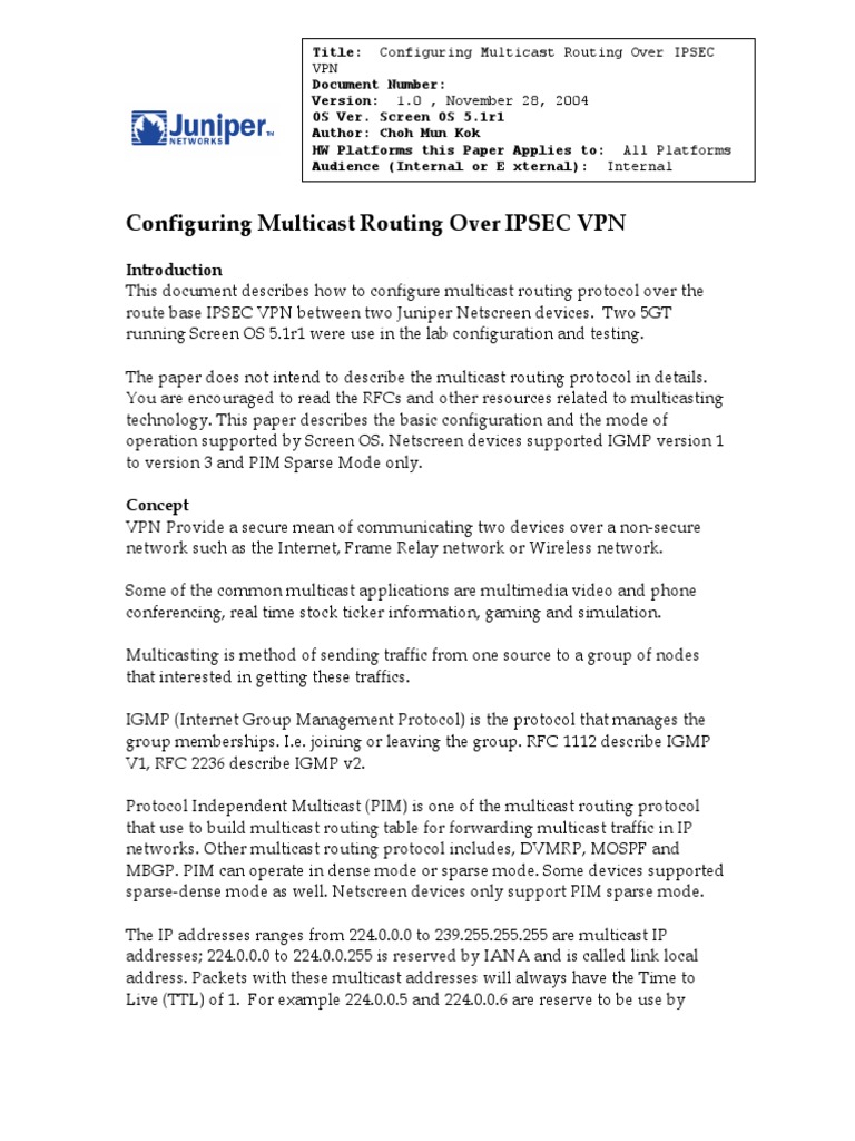 Configuring Multicast Routing Over An Ipsec Vpn A Step By Step Guide