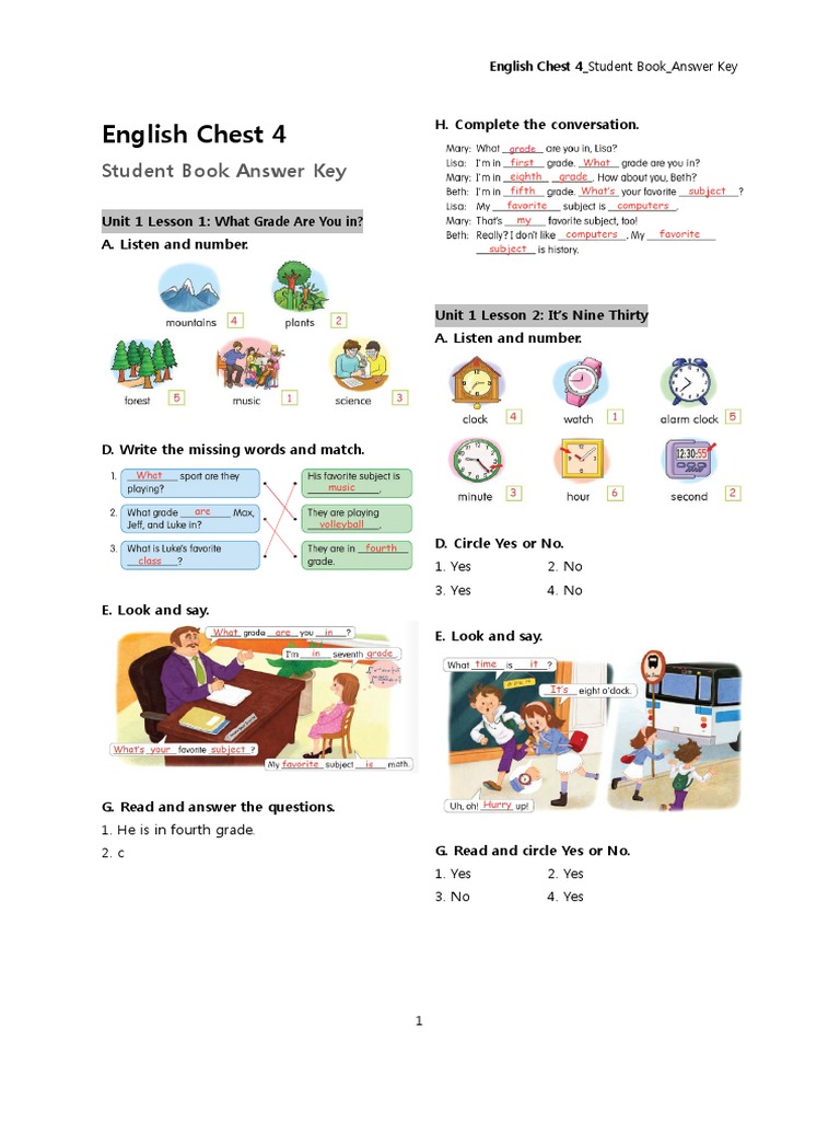 English Chest 4 Student Book Answer Key PDF | PDF