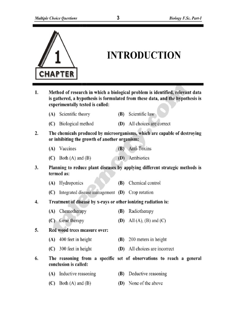 1st Year Biology CH-1 Mcqs - Unlocked - Flatten | PDF